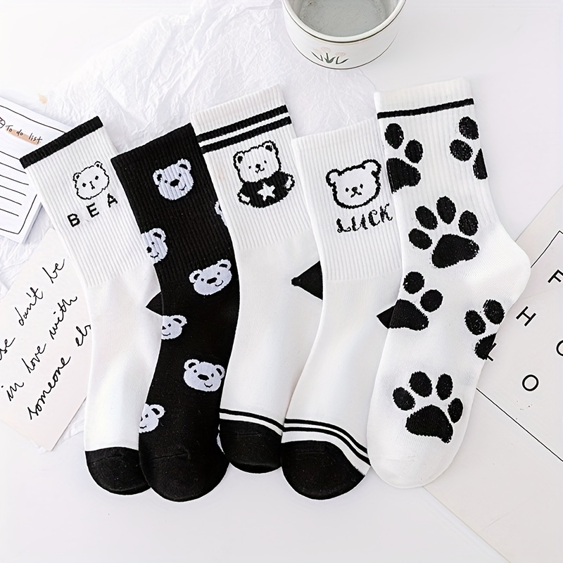 Cartoon Bear Socks Cute Comfy Tube Socks Women's - Temu New Zealand
