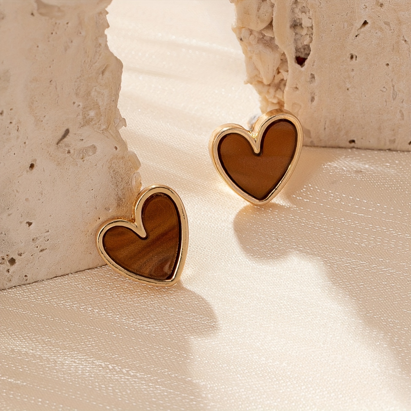 Mini Heart Shaped Stud Earrings Zinc Alloy Jewelry Elegant - Temu Canada