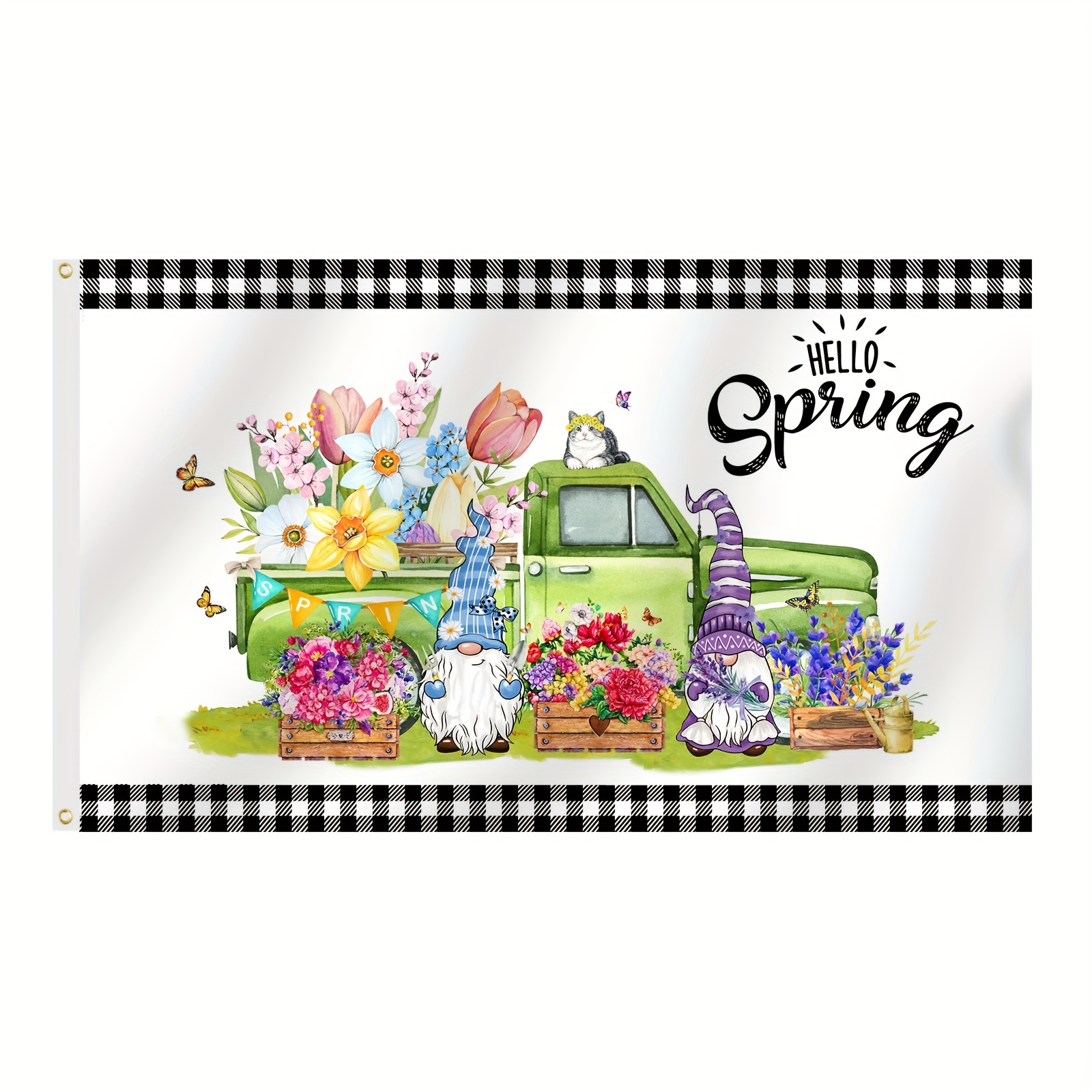 Hello Spring Floral Flag Banner Seasonal Spring Gnomes - Temu