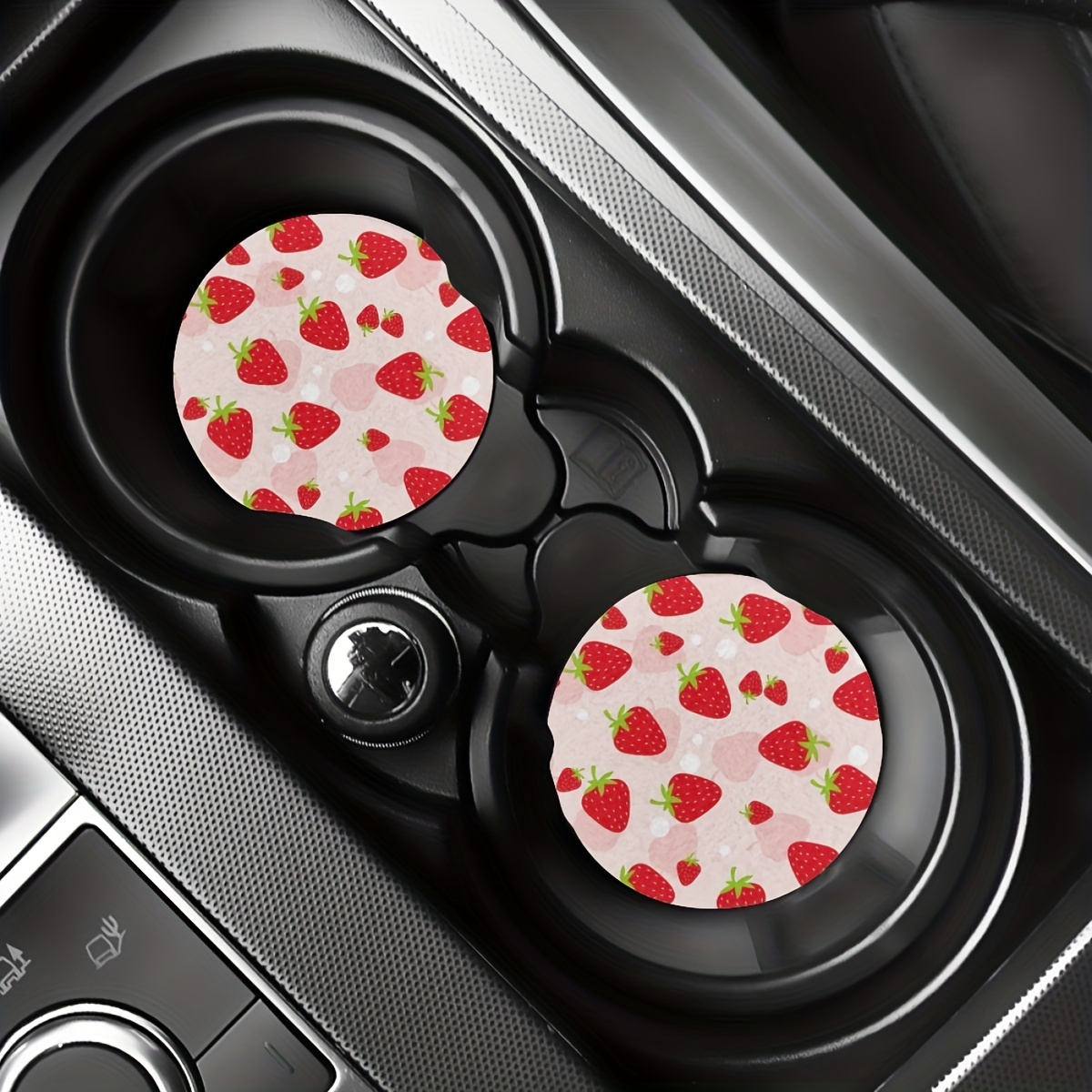 Strawberry Pattern Water Absorbable Car Cup Holder - Temu Portugal
