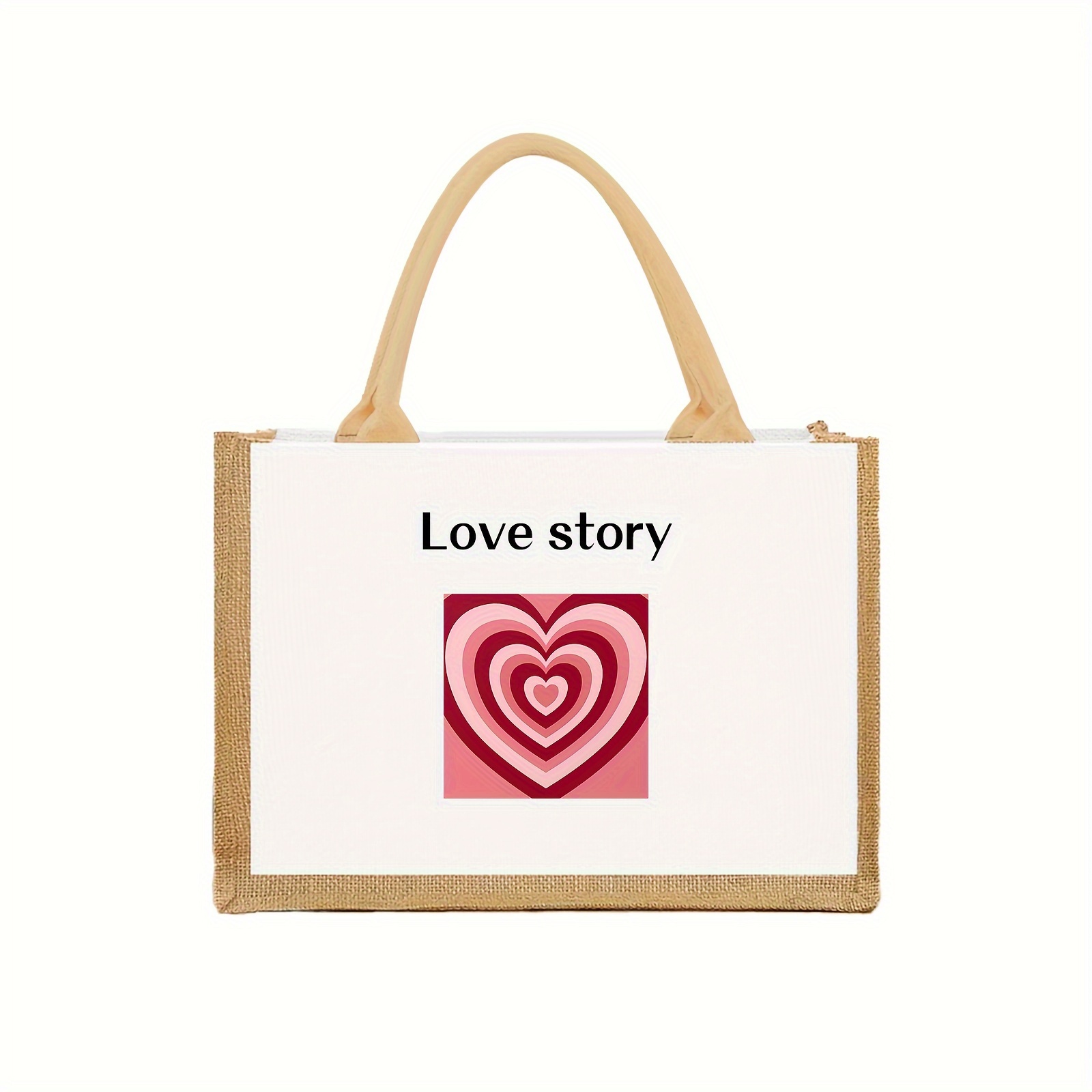 Colorblock Heart Pattern Tote Bag Large Capacity Satchel Bag - Temu ...