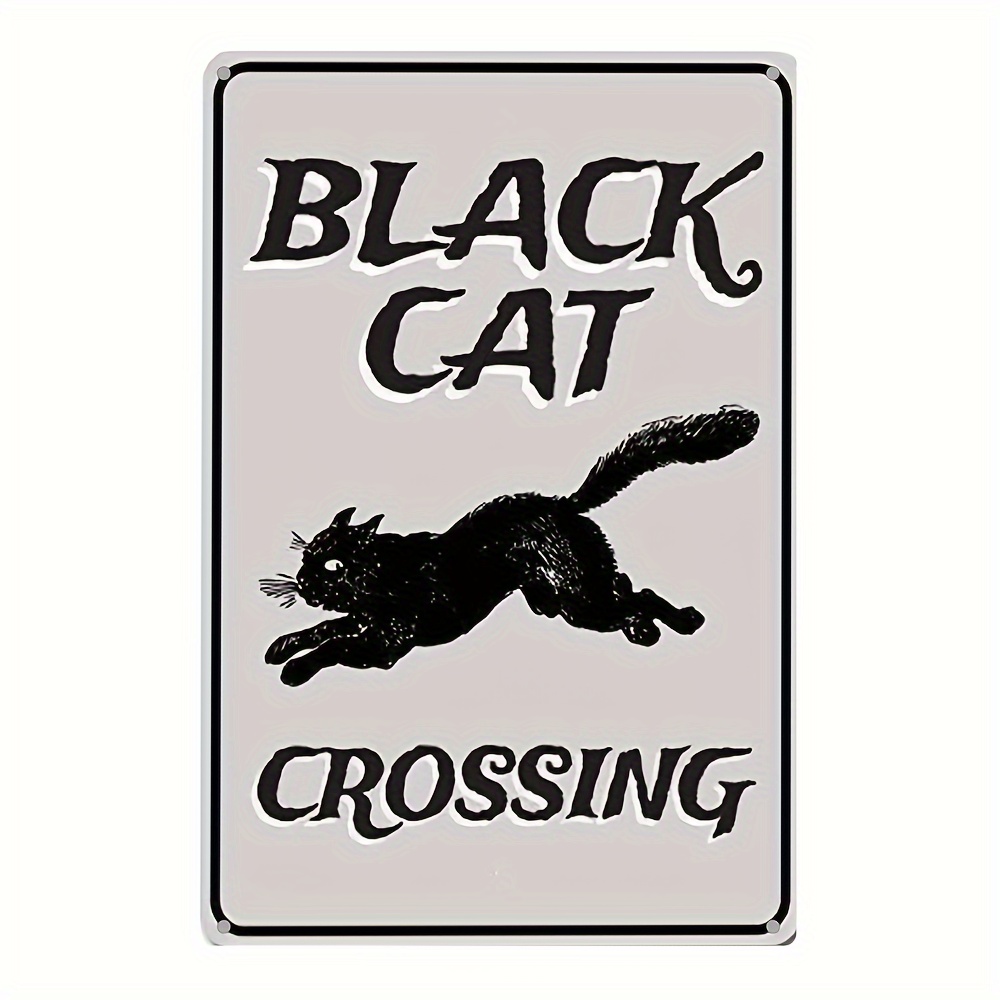 "black Cat Crossing" Vintage Metal Aluminum Sign Vintage - Temu Philippines