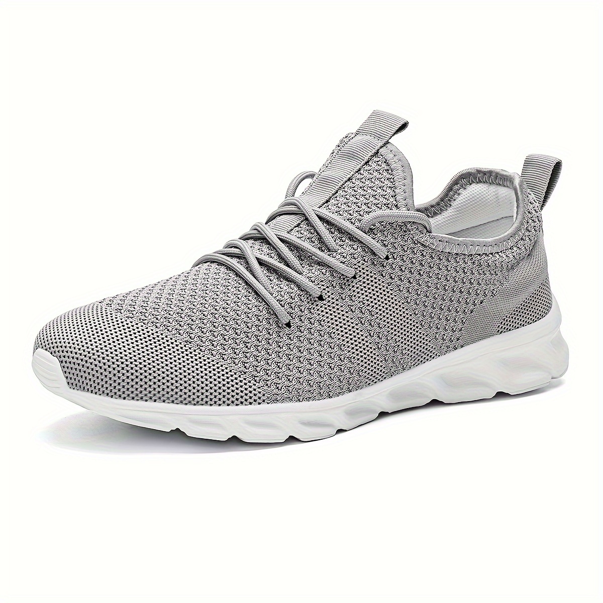 Mens Solid Lace Up Knit Sneakers Comfy Soft Sole Shock Absorption ...