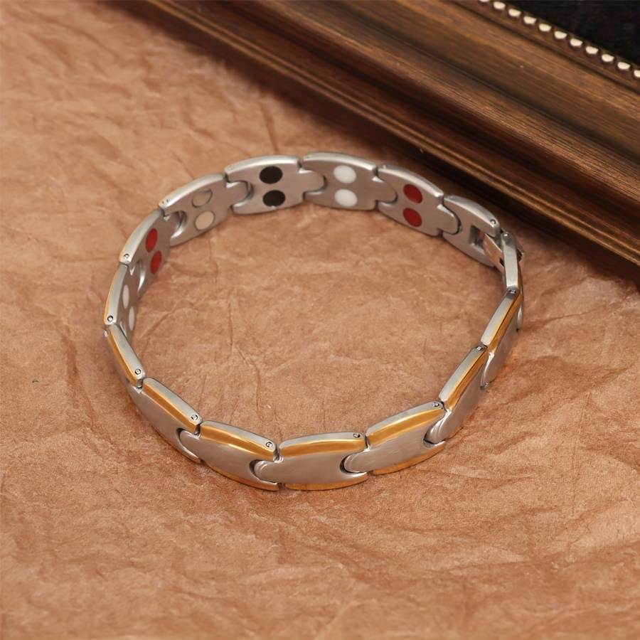 Men's Stainless Steel Bracelet Golden Plated Geometric - Temu United ...