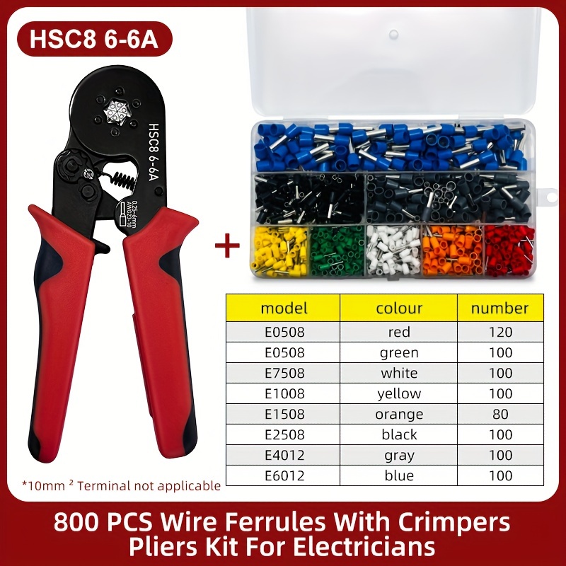 1pc1set 페럴 압착 도구 관형 터미널 압착 플라이어 Awg23 7 자동 조정 래칫 와이어 압착 옵션 Temu