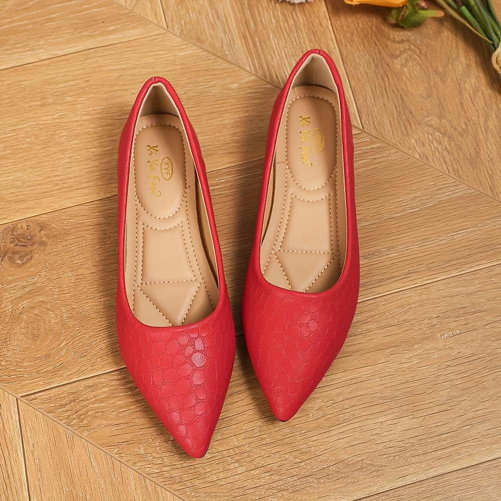 Womens Pointed Toe Flat Shoes Solid Color Soft Sole Slip - Temu United ...