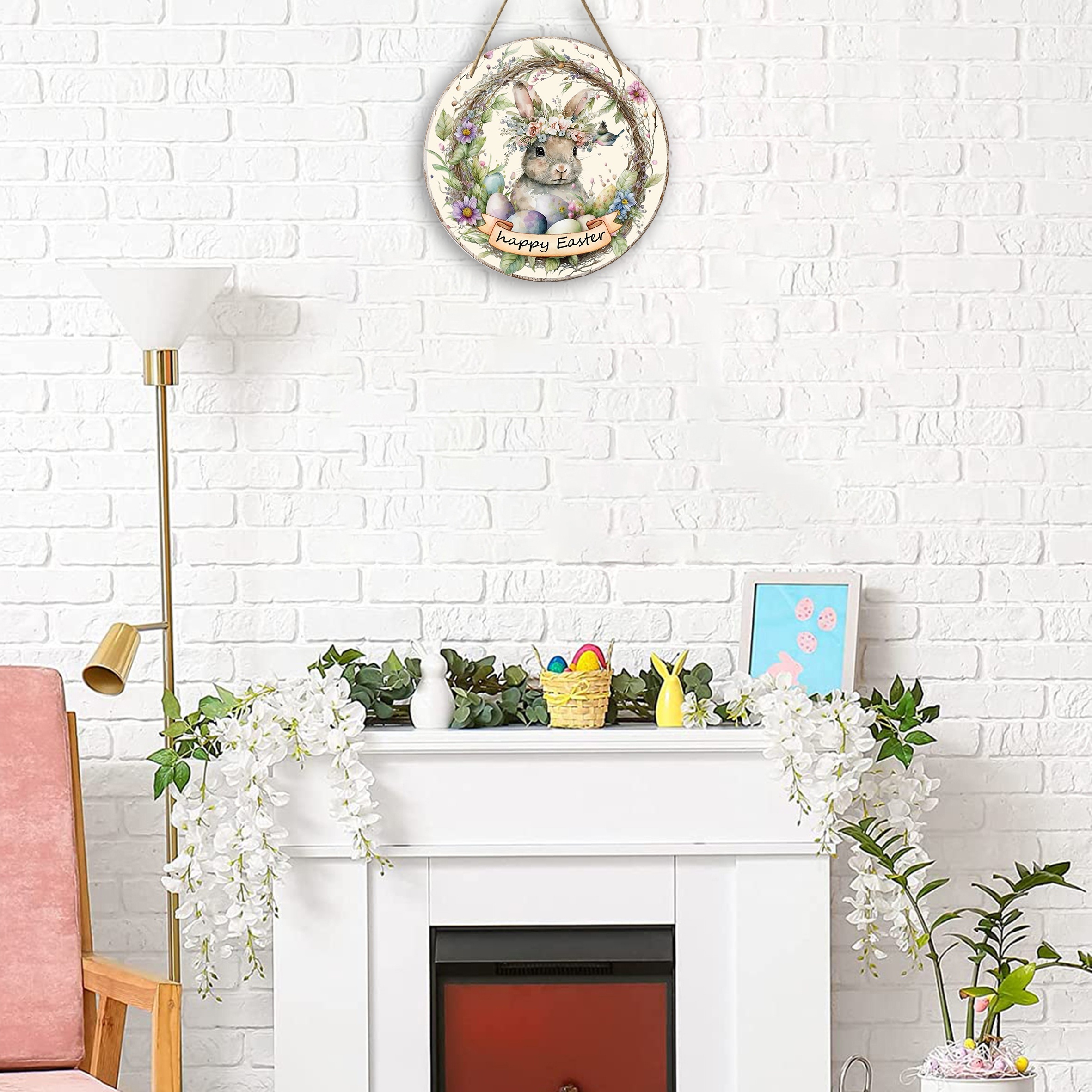 Happy Easter Bunny Sign Wreath Sign Easter Egg Sign Spring - Temu