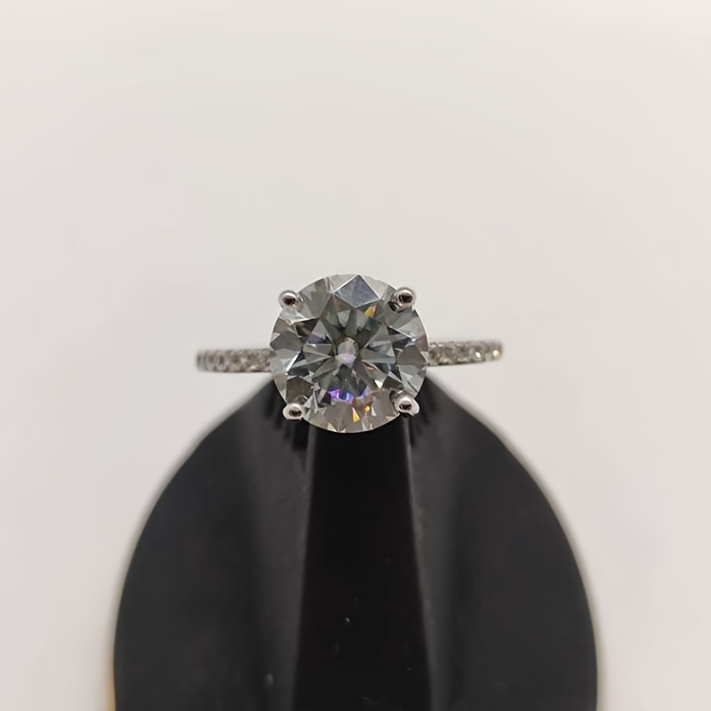 Round Moissanite Ring Elegant 925 Sterling Silver Ring Girls - Temu ...
