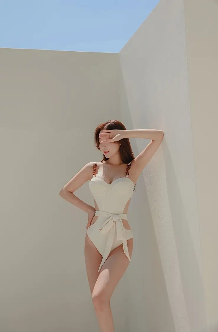 솔리드 컬러 원피스 수영복 컷 아웃 스트랩 하이 컷 비키니 여성 수영복 및 의류 Temu Republic Of Korea