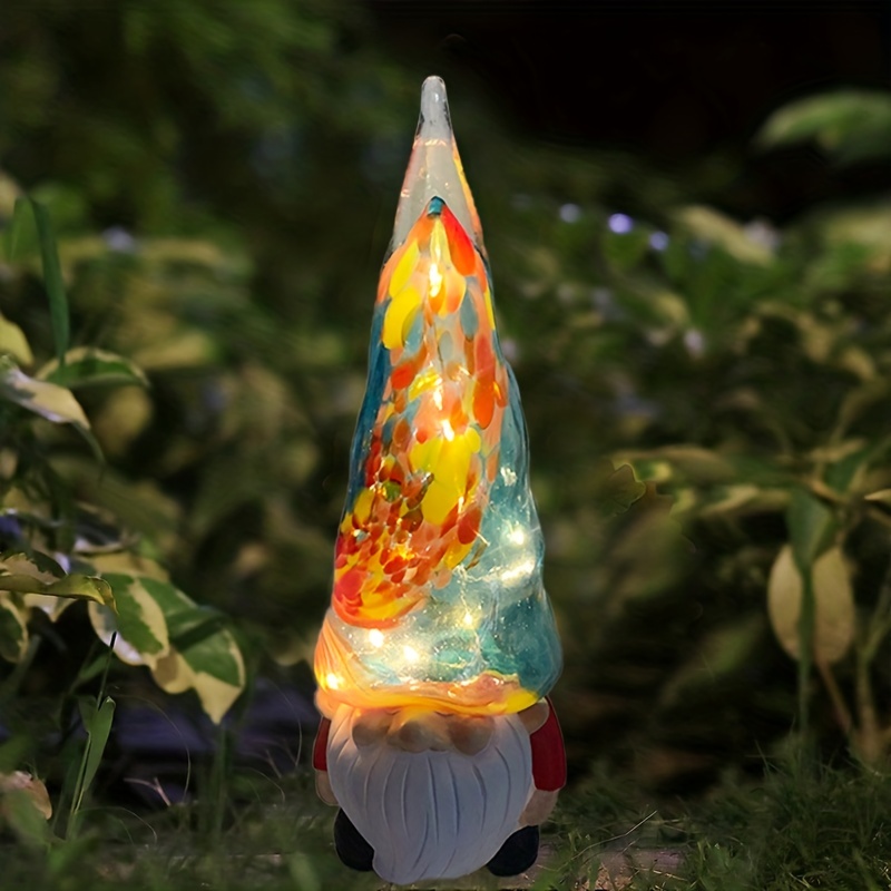 Garden Gnome Statue, Resin Gnome Statue With Solar Powered Led Lights ...