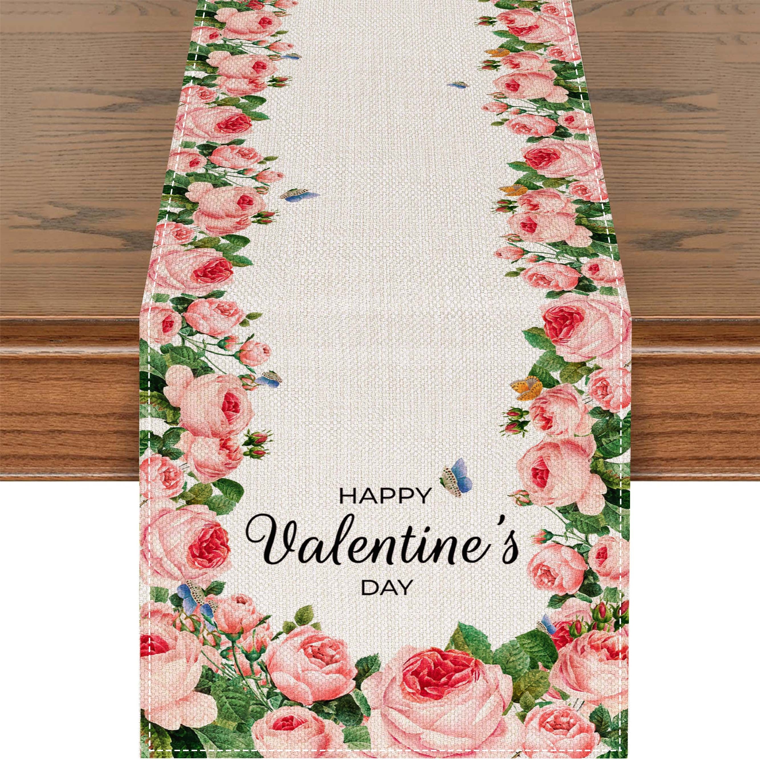 Table Runner Happy Valentines Table Runner Floral Butterfly - Temu Denmark