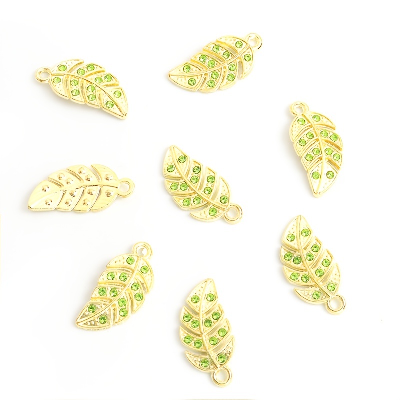 Colourful Rhinestones Leaf Charms Alloy Pendants Bulk Diy - Temu United ...