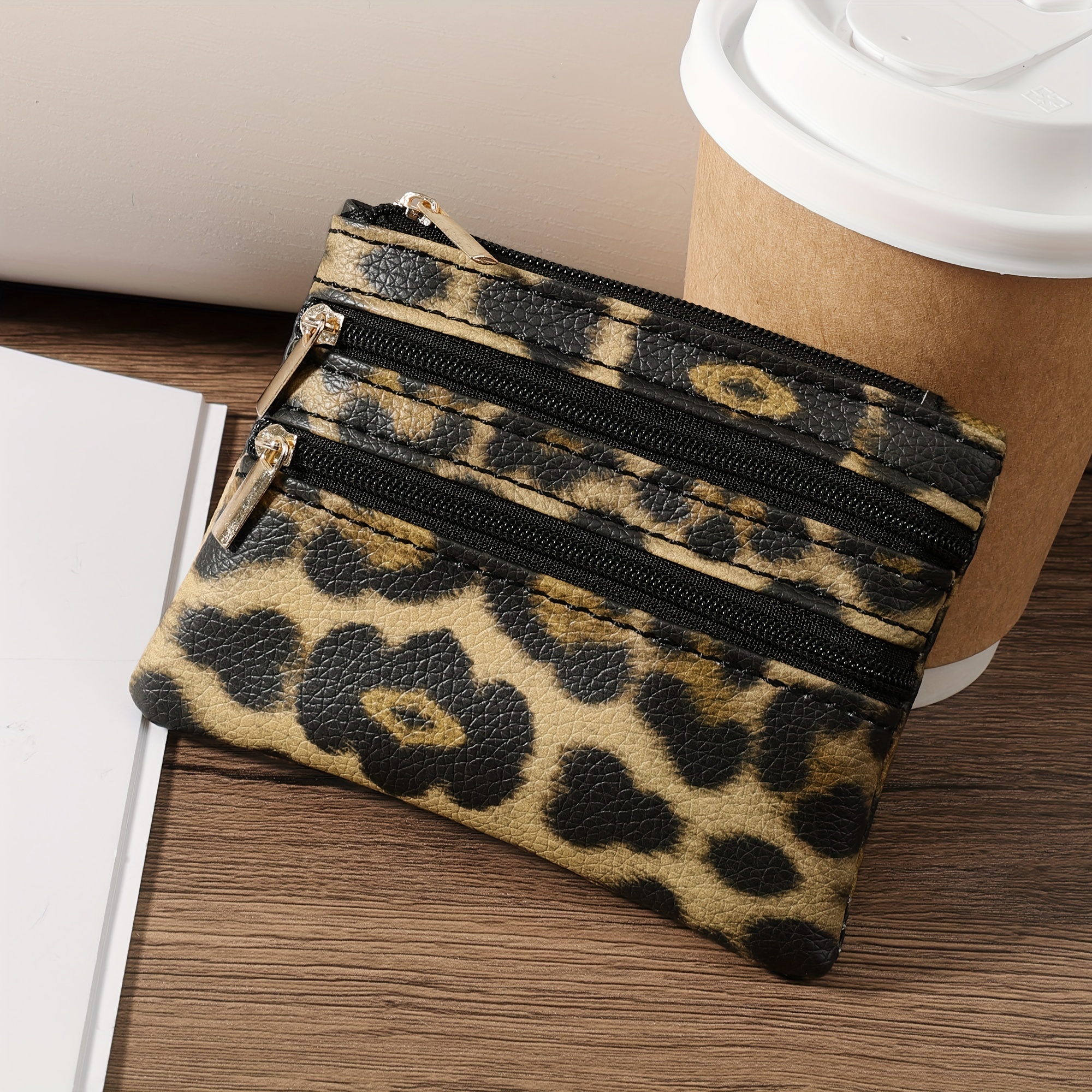 Mini Leopard Pattern Clutch Wallet Zipper Clutch Coin Purse - Temu ...
