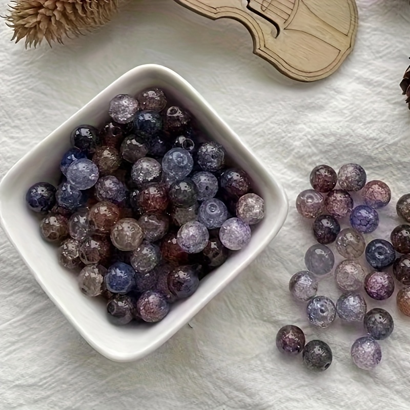 Round Crackle Glass Beads Gradient Colors Bracelet Necklace - Temu New ...