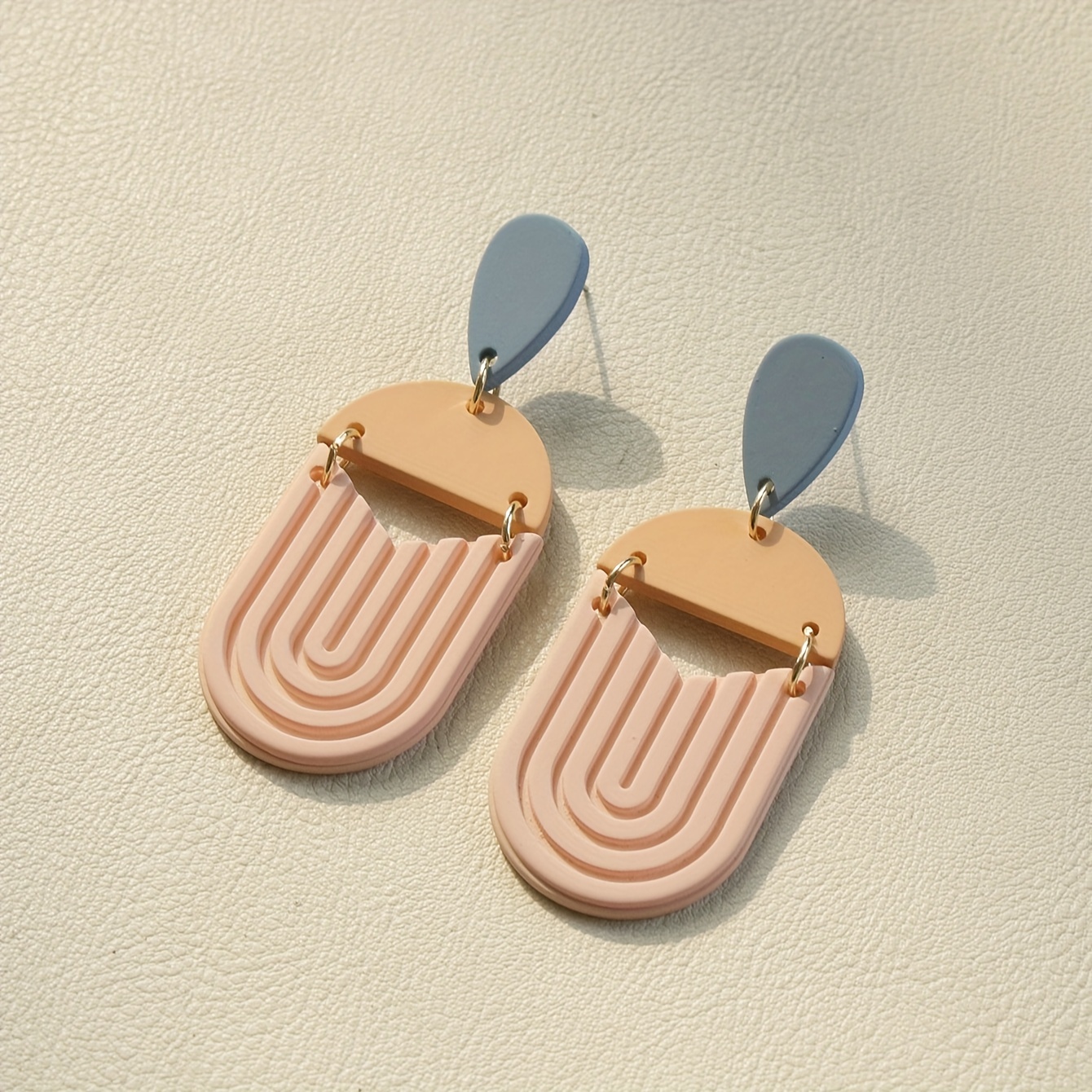 Irregular Rainbow Shape Dangle Earrings Polymer Clay Texture - Temu ...