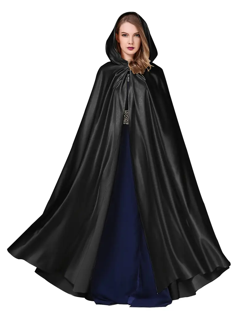 Women Men Elegant Gothic Solid Color Slit Hooded Cape Temu