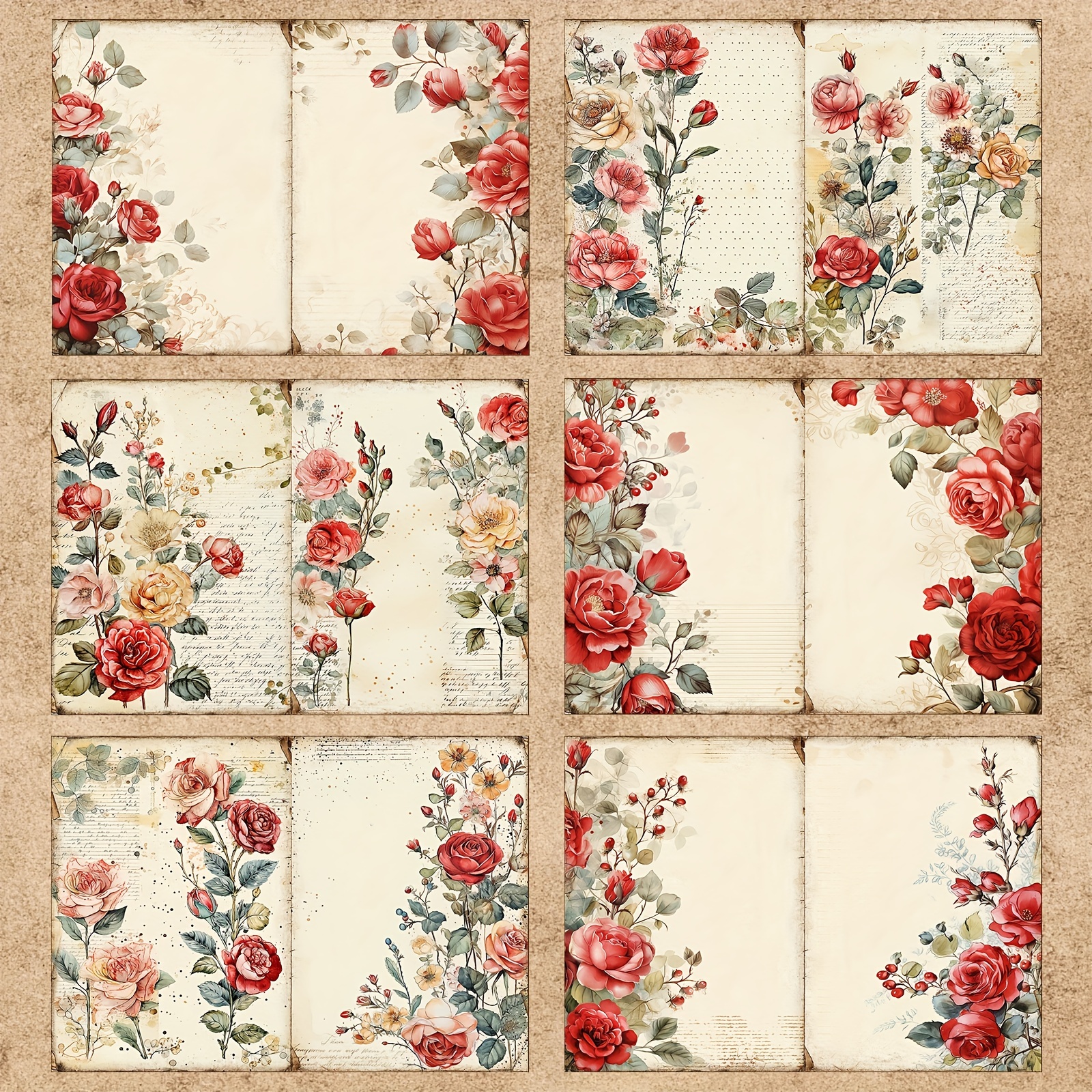 14sheets A5 Size Valentines Day Floral Red Rose Flower Decoration Diy ...