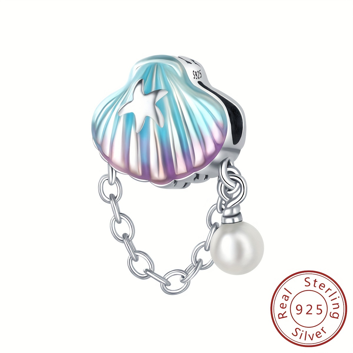 925 Sterling Silver Fashion Synthetic Zircon Gradient Shell - Temu ...