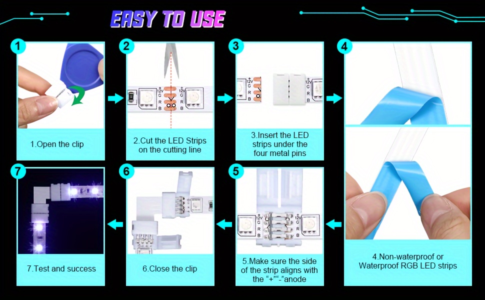 Led Strip Lights Connectors Rgb Led Strip Lights Color - Temu United ...