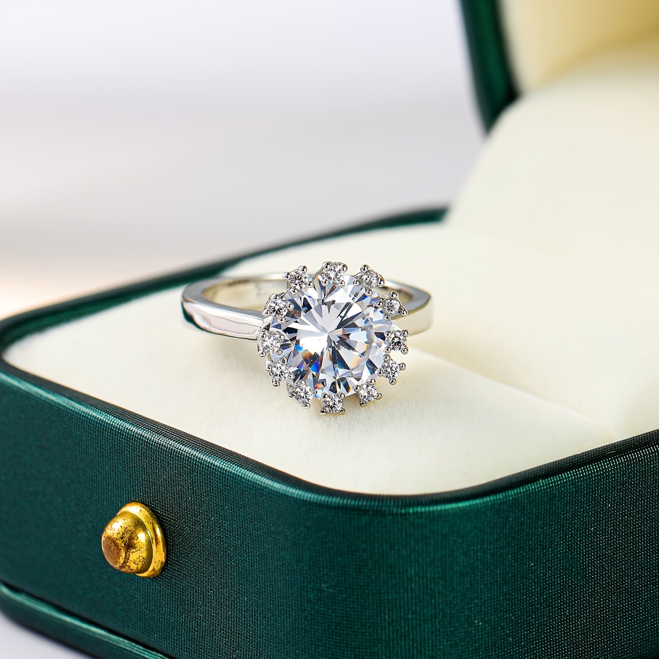 Exquisite Ring Silver Plated Inlaid Waterish Zircon Multi - Temu United ...