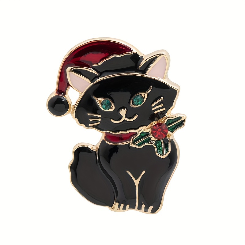 Cartoon Fashion Christmas Brooch Cute Black White Cat - Temu Norway
