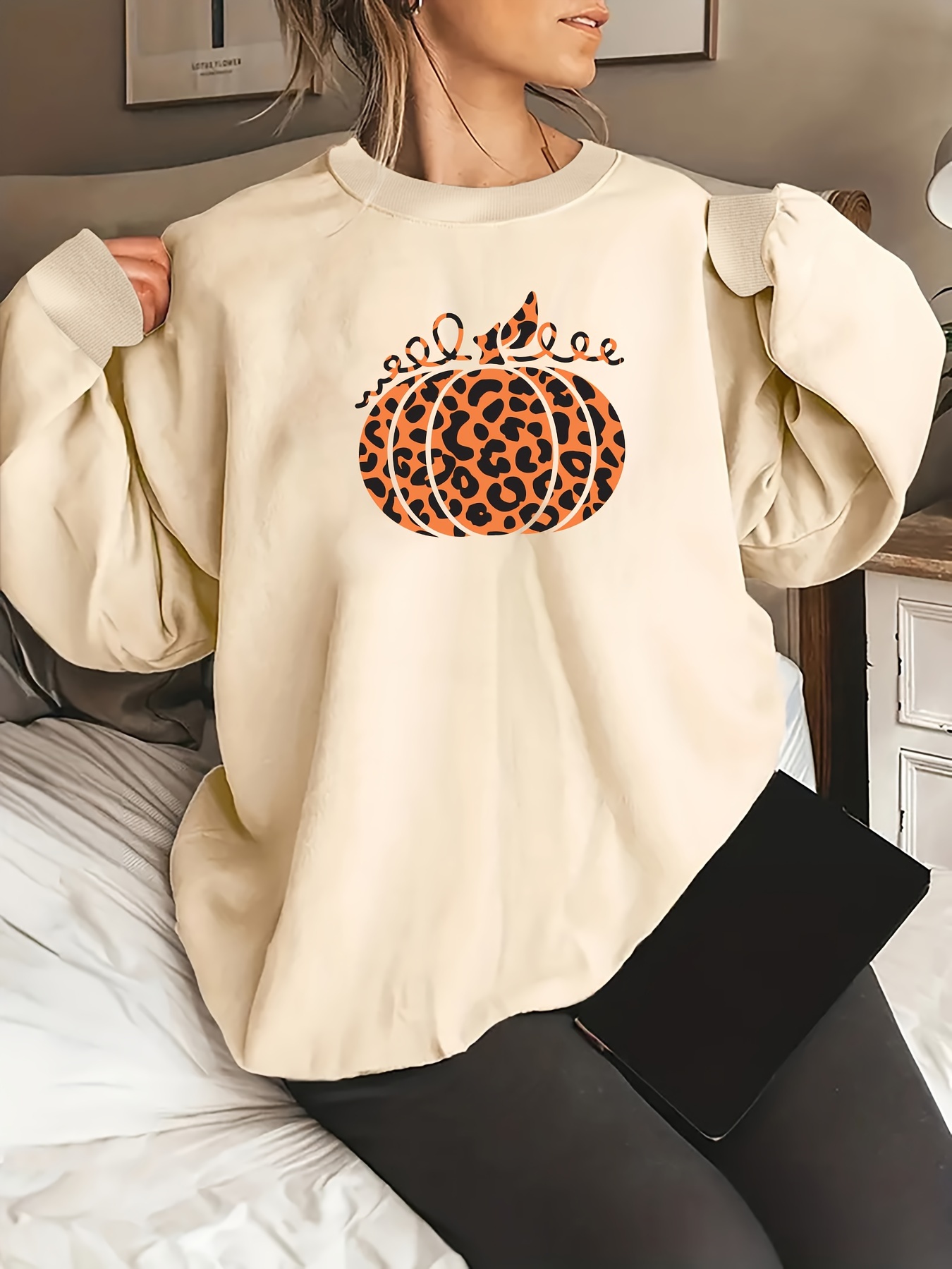 women's casual crew neck sweatshirt cartoon pumpkin print - Temu Canada