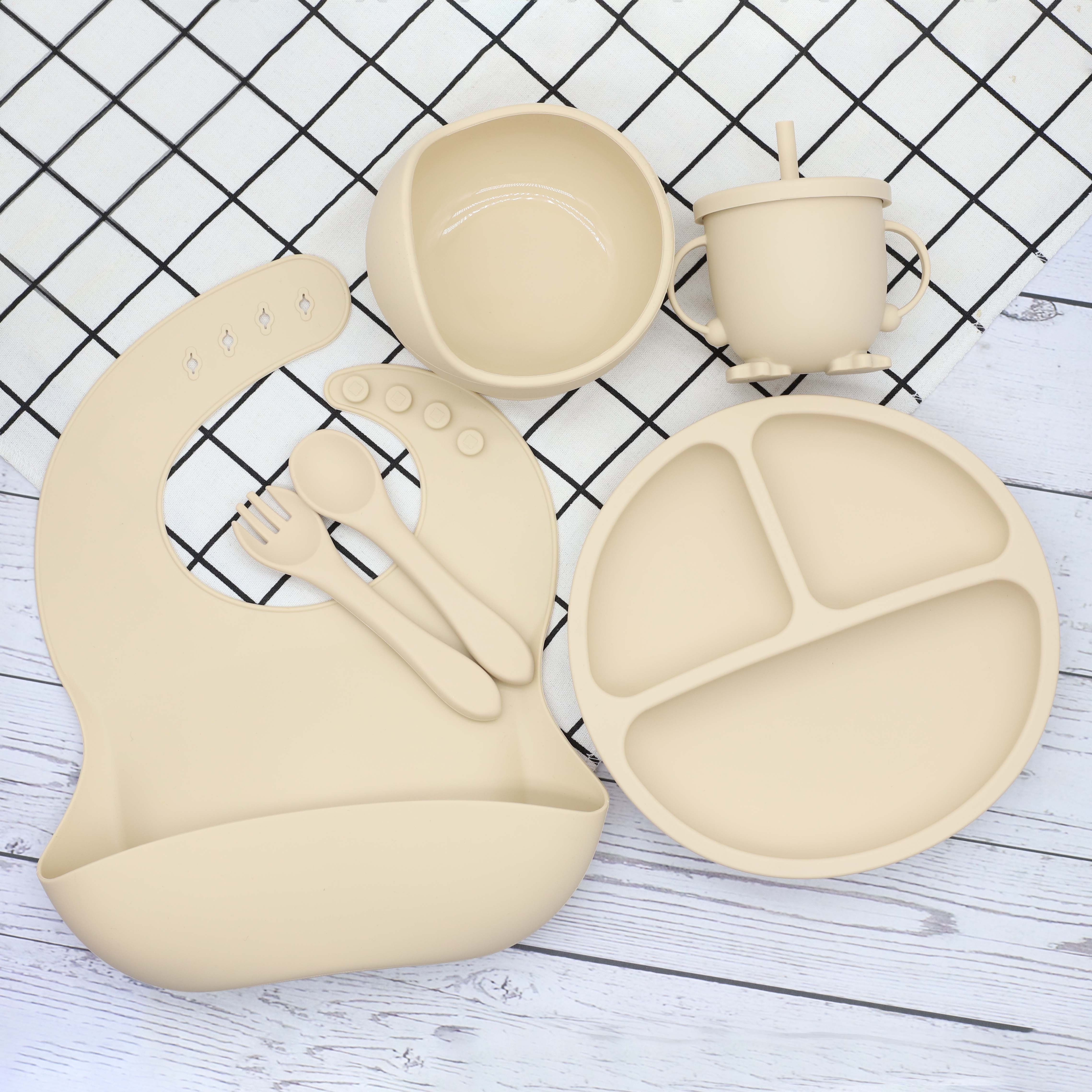 Silicone Food Supplement Tableware Set Food Grade Silicone Bib Bowl ...