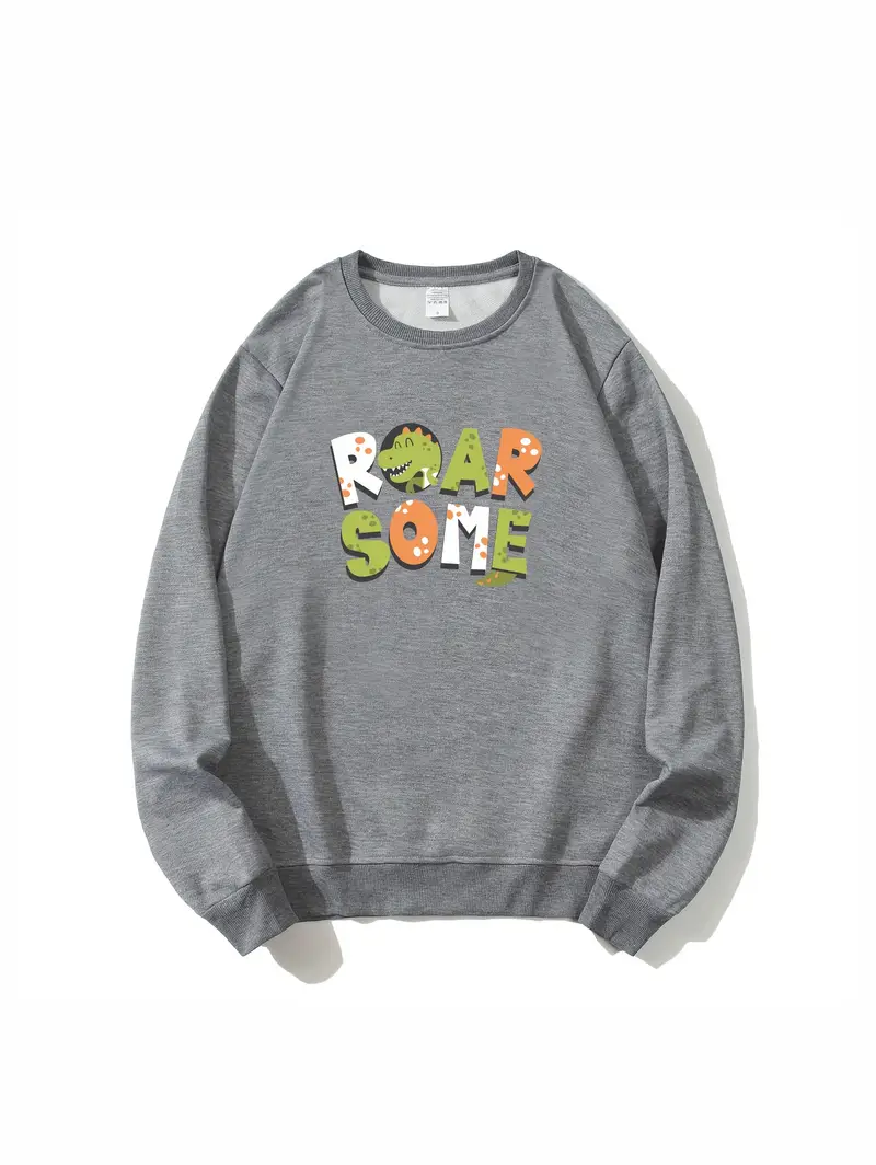 Cartoon Letter Print Sweatshirt Casual Long Sleeve Crew Neck Temu