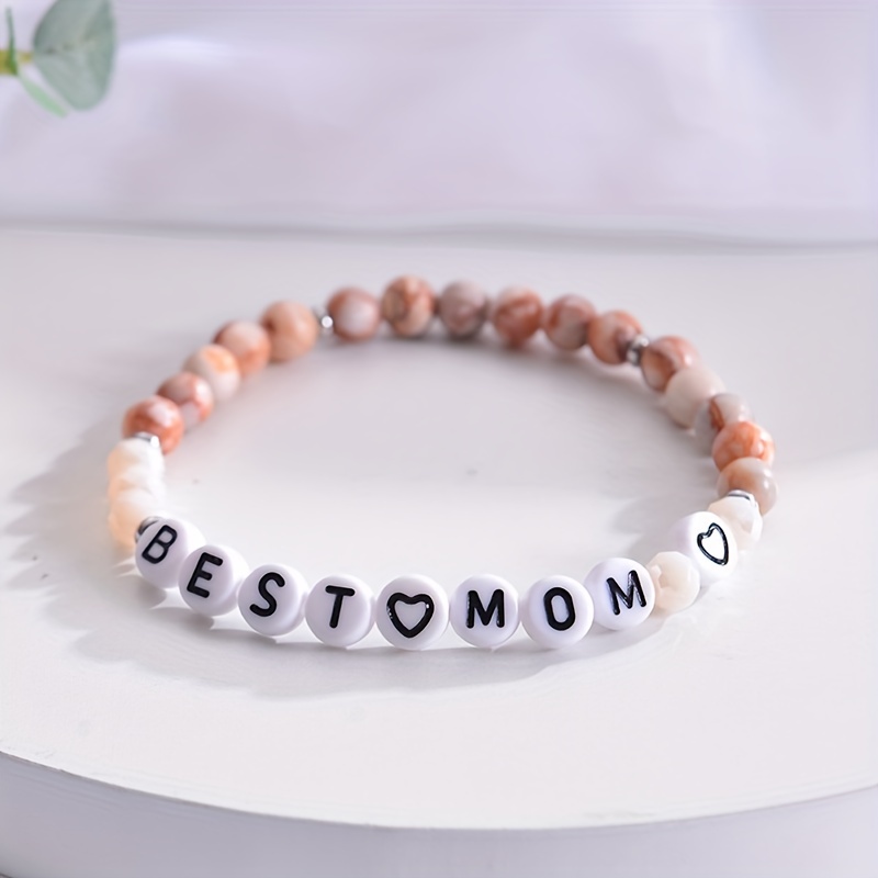 1pc 편지 스트레치 Dainty Stackable 팔찌 딸 어머니 손녀를위한 감동적인 편지 Sta Temu