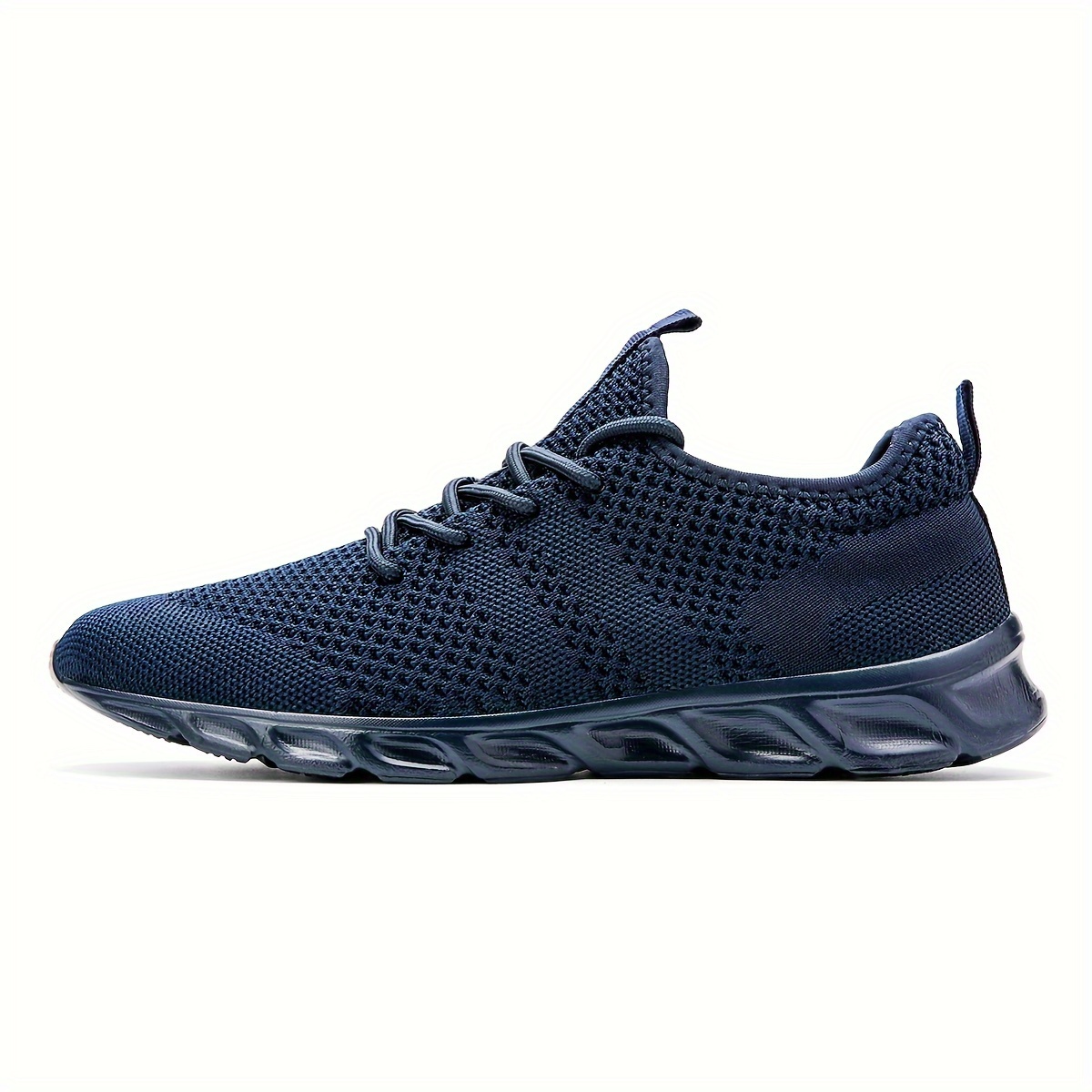Mens Solid Lace Up Knit Sneakers Comfy Soft Sole Shock Absorption ...