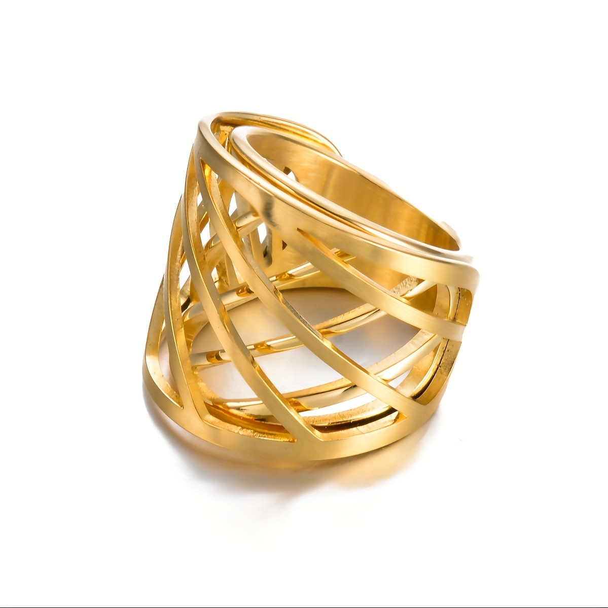 Men's Golden Wide Hollow Geometric Line Ring 18k Gold plated - Temu ...