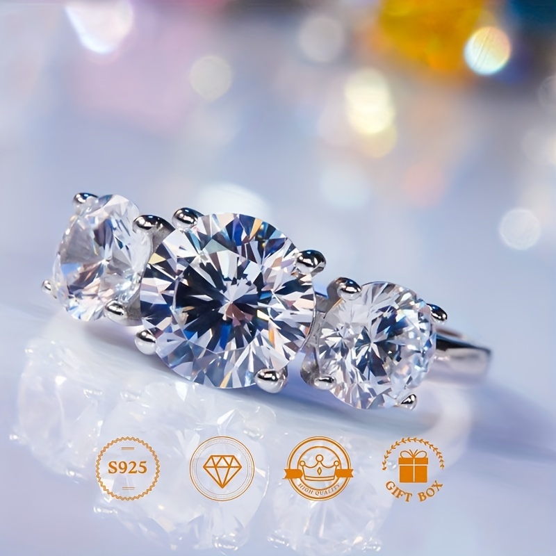 Men's Trendy Glamorous 925 Sterling Silver Zirconia Ring - Temu United ...