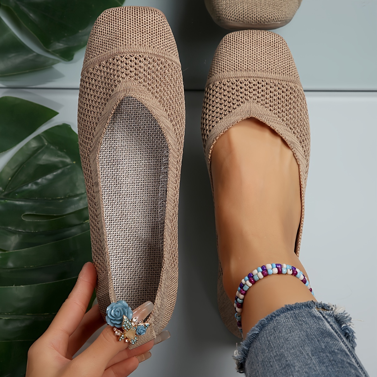 Women' Color Flat Shoes Breathable Knit Toe - Temu Canada