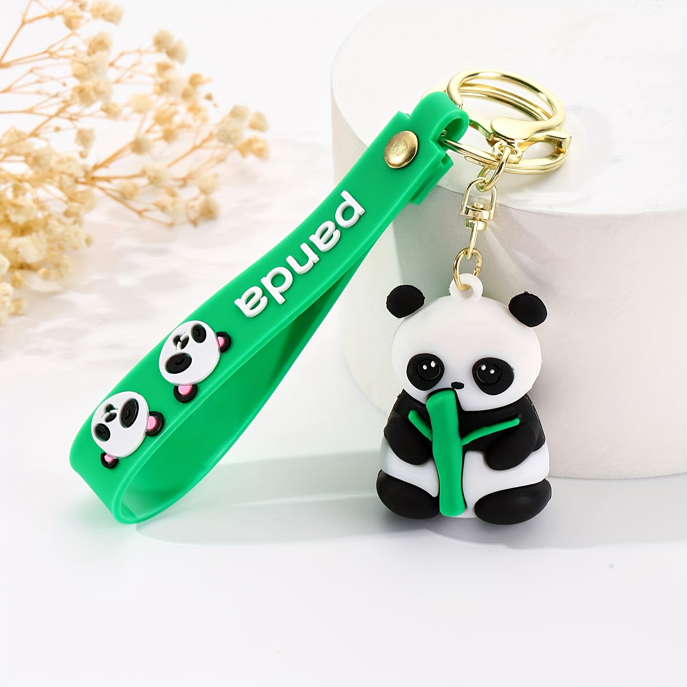 Men's Cute Silicone Eating Bamboo Panda Keychain - Temu Australia