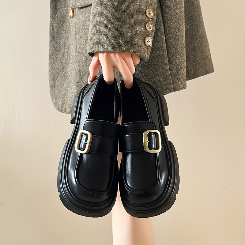 Buckle Strap Detailed Loafers Women s Fashion Preppy Style - Temu Australia