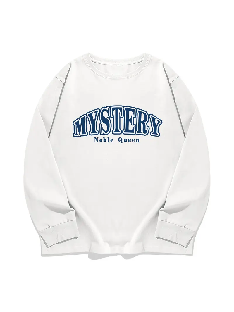 Letter Print Long Sleeve T Shirt Casual Crew Neck T Shirt Casual