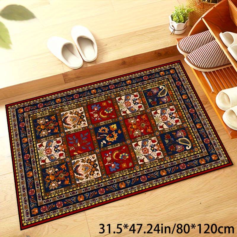 Crystal Velvet Persian Retro Pattern Red Earth Carpet Area - Temu ...