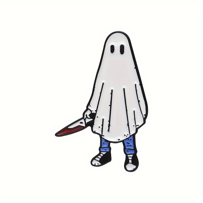 White Ghost With A Knife Brooch Pin Halloween Clothings - Temu United ...