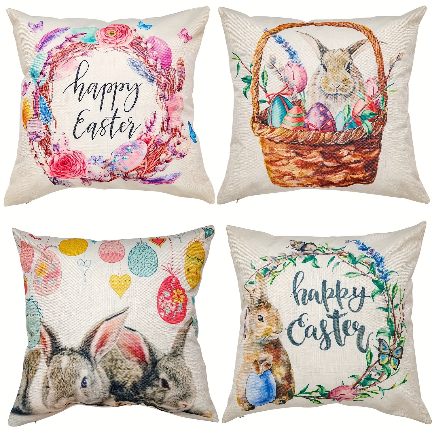 Linen blend Easter Bunny Pillowcases Home Decor Room Decor - Temu Canada