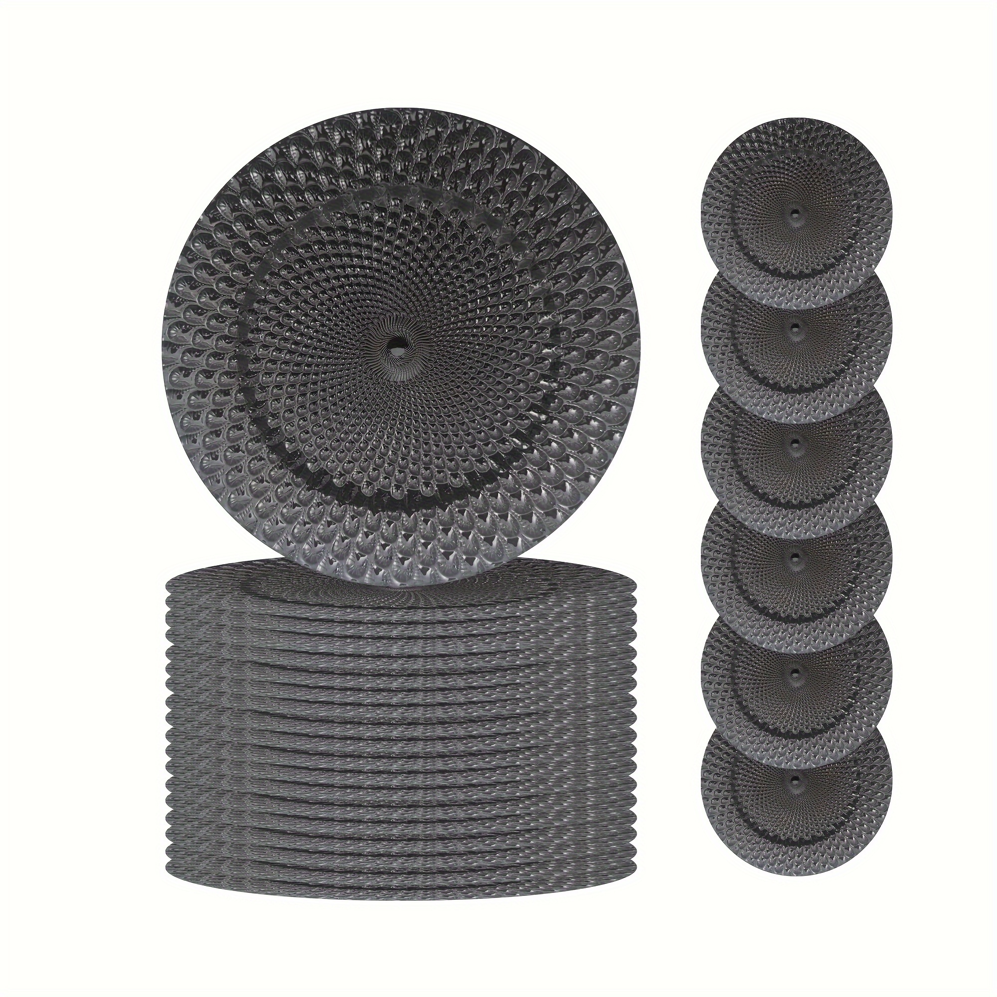 Black Plastic Peacock Charger Plates Round Reef - Temu Australia