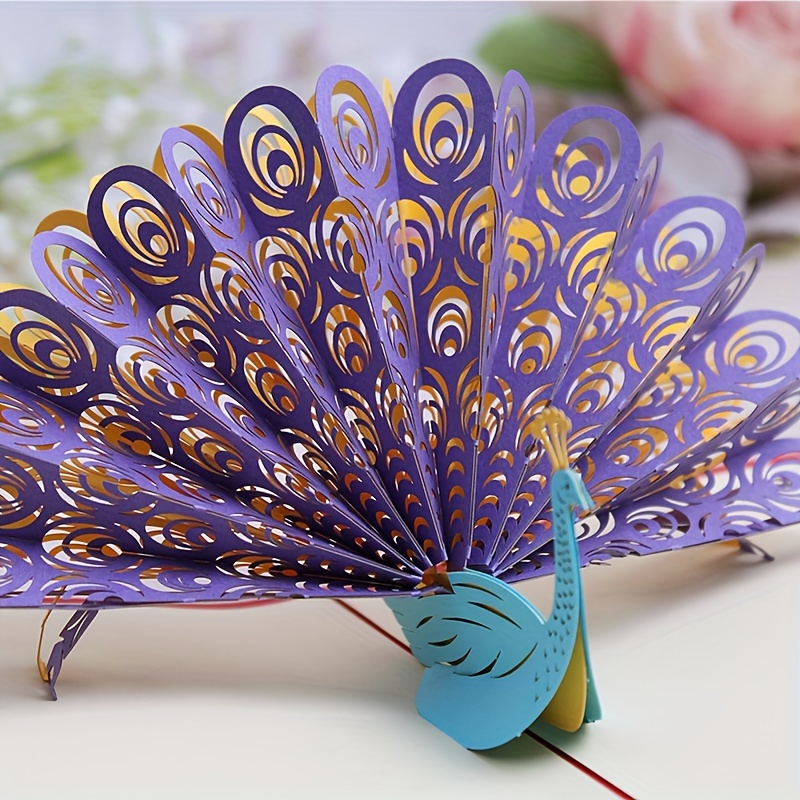 Creative 3d Hollowed Red Peacock Greeting Card Cognitive - Temu Canada