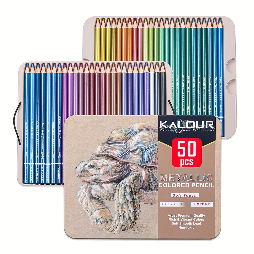 Professional Vibrant Colors Metallic Colored Pencils Set - Temu Australia