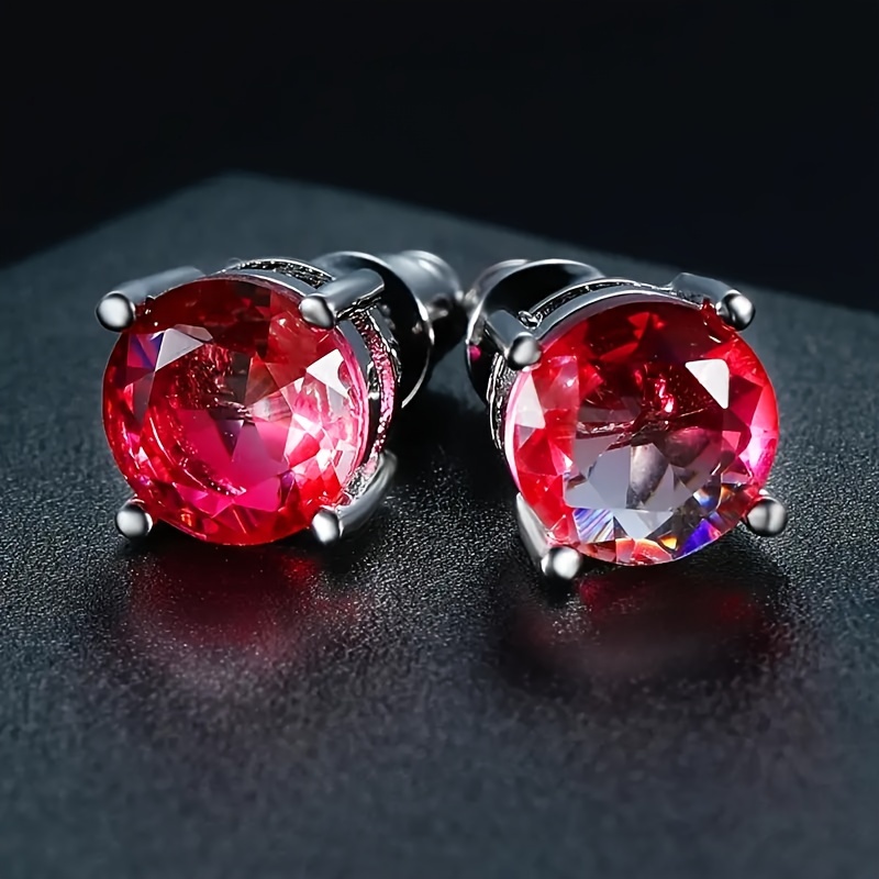 Trendy Synthetic Crystal Round Cut Stud Earrings Men Jewelry - Temu ...