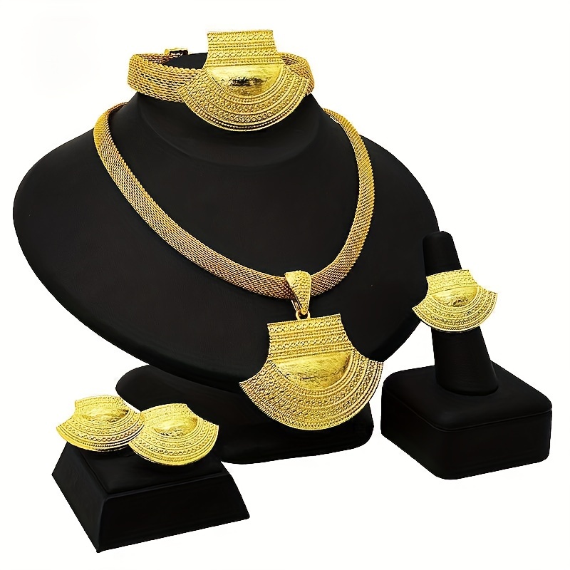 Earrings + 1 Necklace + 1 Bracelet + 1 Ring Traditional Bridal Jewelry ...