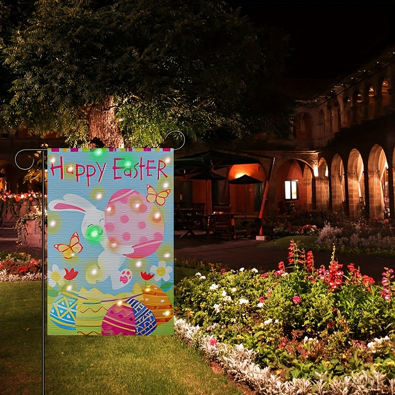 Easter Happy Rabbit Led Double Sided Garden Flag Home Decor - Temu Canada