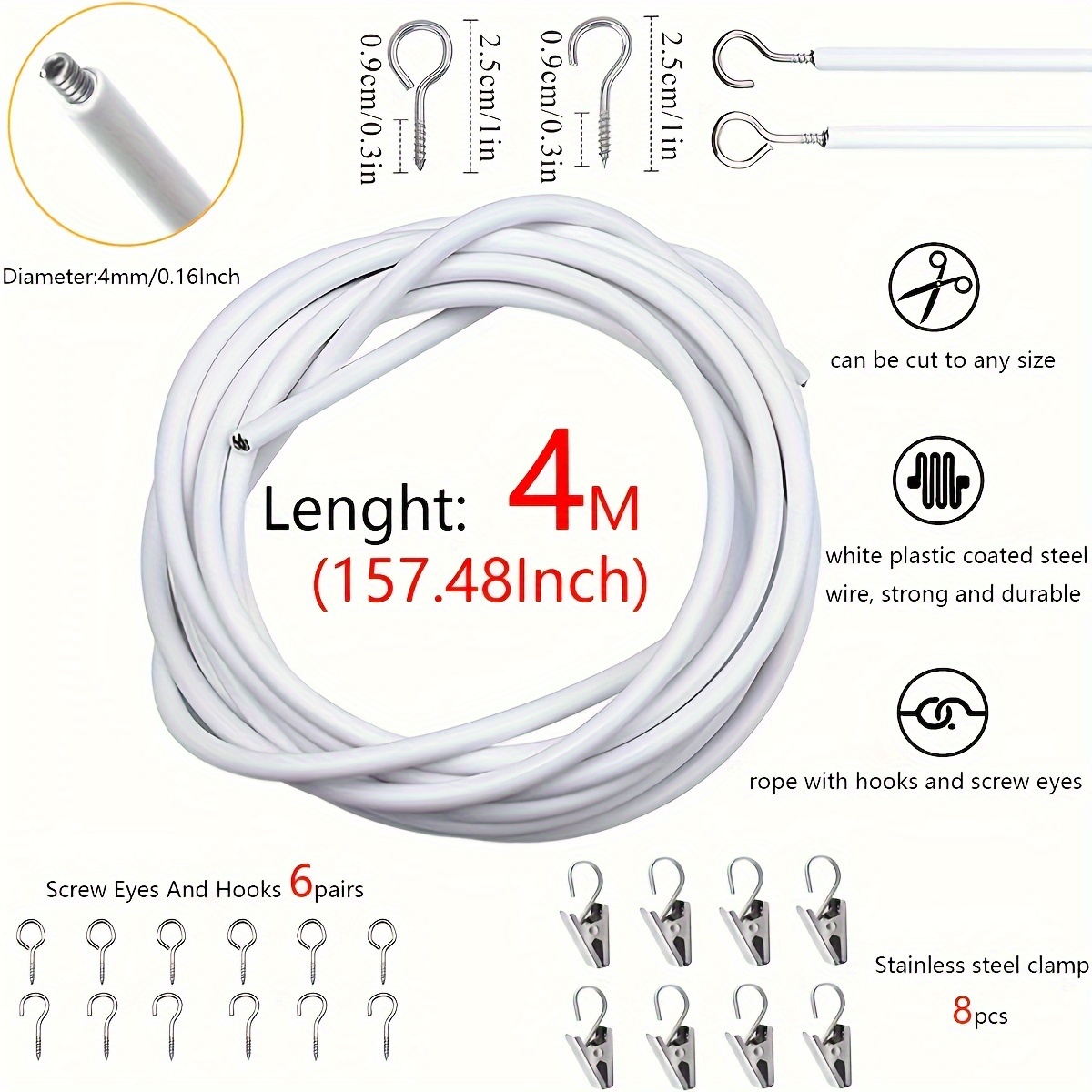 Practical Curtain Strong Spring Drawstring Cuttable Steel - Temu Denmark