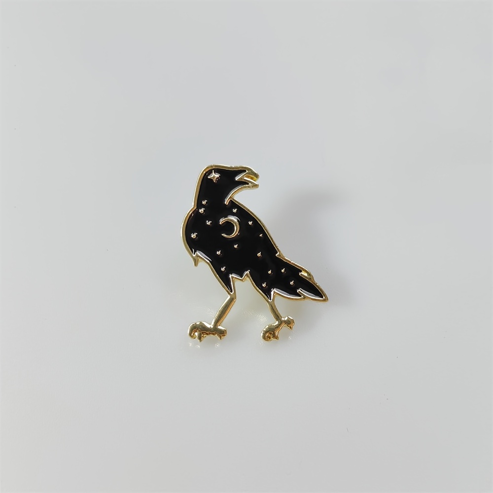 Cartoon Black Moon Crow Brooch Badge Men Bag Collar Clothing - Temu ...
