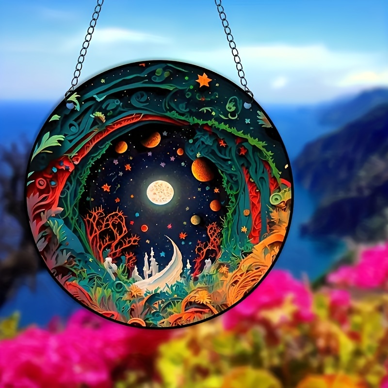 Stained Suncatcher Colorful Plastic Window Hanging Pendant - Temu Canada