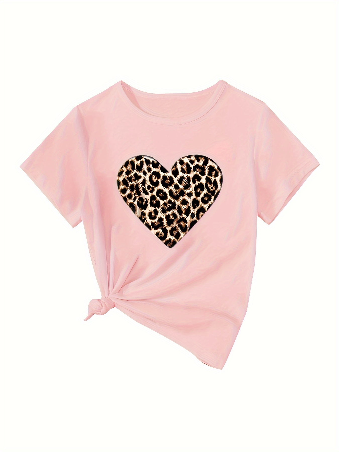 girl's leopard print t shirt summer kids clothing - Temu Norway