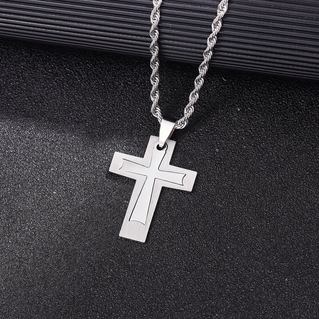 Stainless Steel Cross Pendant Necklace, Hollow Shape Cross Pendant ...